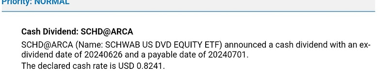 2024년 2분기 6월 schd etf 슈드 배당금 분배금 발표