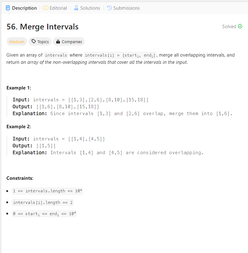 LeetCode (C/C++) 56. Merge Intervals