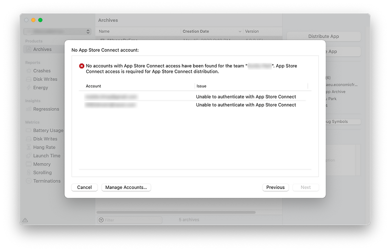 [Xcode] App Store Connect access is required for App Store Connect ...