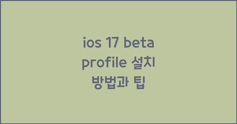 ios 17 beta profile 설치 방법과 팁