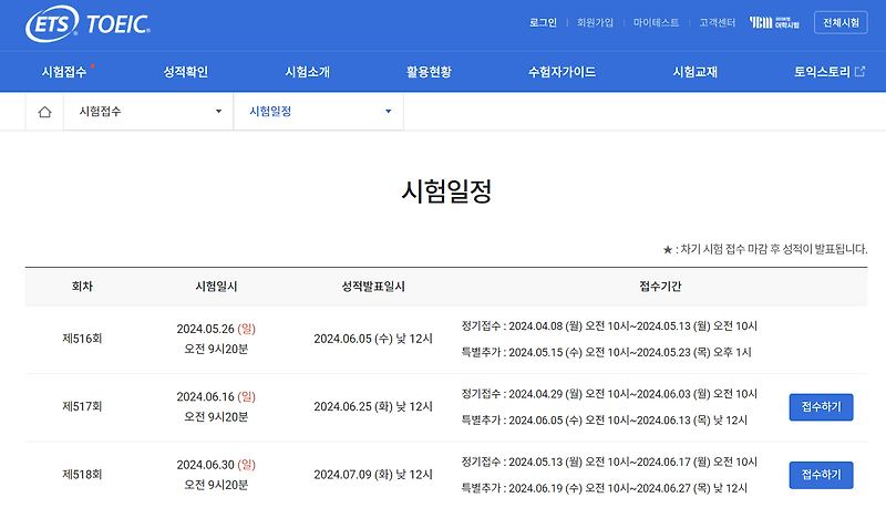 2024 토익 시험 일정