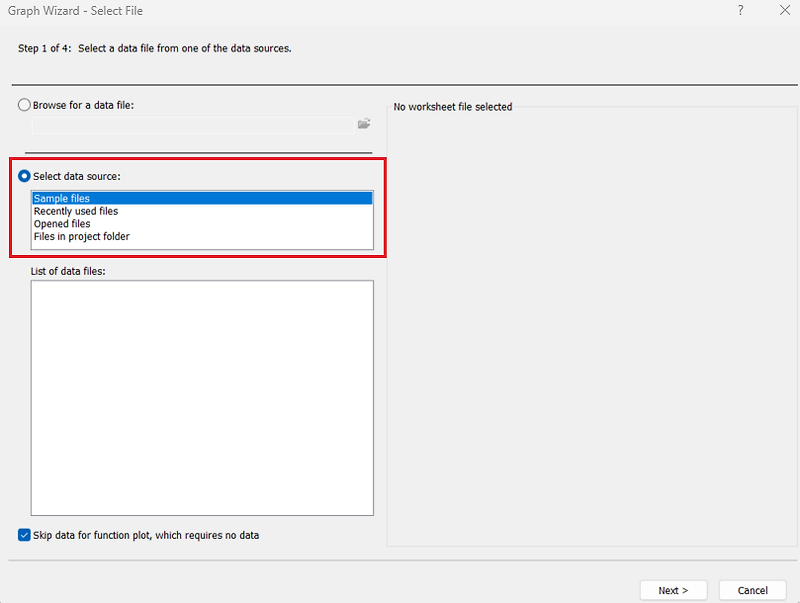 Using the Graph Wizard in Grapher (Grapher에서 그래프 마법사 사용하기)