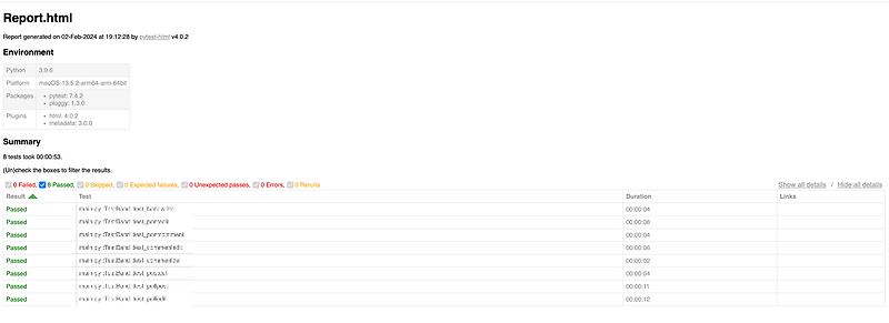 Pytest HTML 문서로 결과 확인하기 With PyCharm (pytest-html)