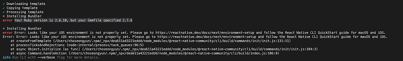 [React-Native] Your Ruby version is 2.6.10, but your Gemfile specified 2.7.6