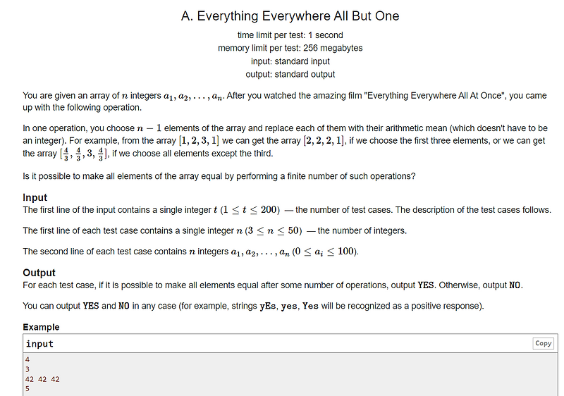 codeforces 1686A - Everything Everywhere All But One