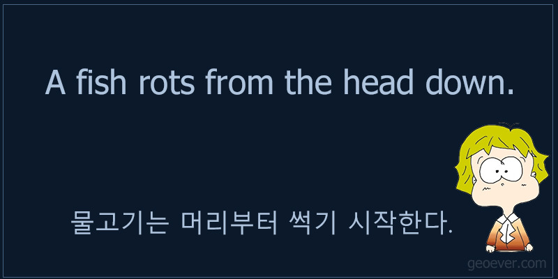 영어 표현 : A fish rots from the head down. - 물고기는 머리부터 썩는다.