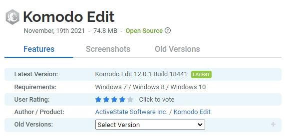 Komodo Edit 무료 다운로드