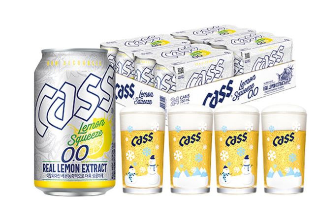 (19금)카스 제로 레몬 스퀴즈0.0 330ml 24캔 (무알콜 맥주)+윈터패키지 전용잔4개증정 이벤트