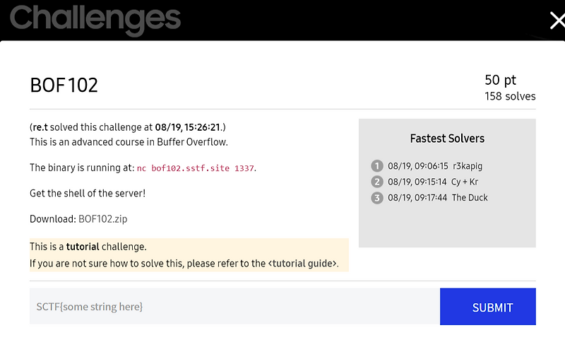 [SCTF 2023] BOF102 - writeup — log