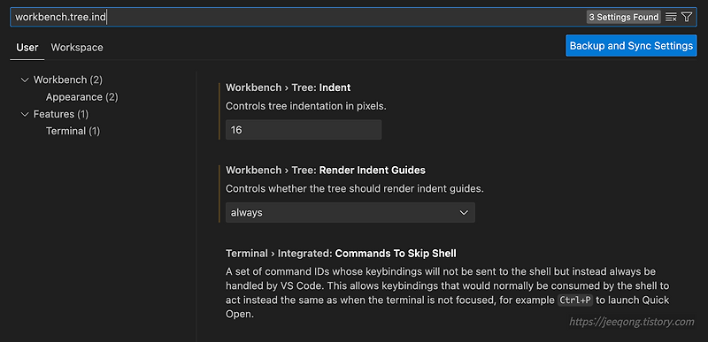 [VSCode] Explorer indent(들여쓰기), tree guide 컬러 변경