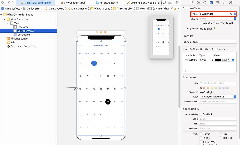 [iOS] FSCalendar, 캘린더 라이브러리(StoryBoard).