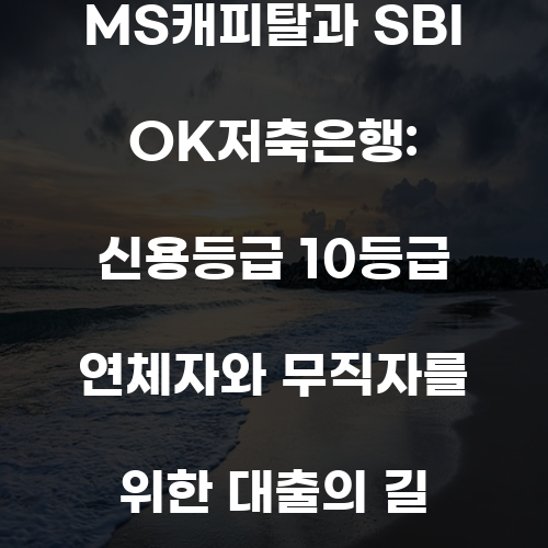 MS캐피탈과 SBI OK저축은행: 신용등급 10등급 연체자와 무직자를 위한 대출의 길