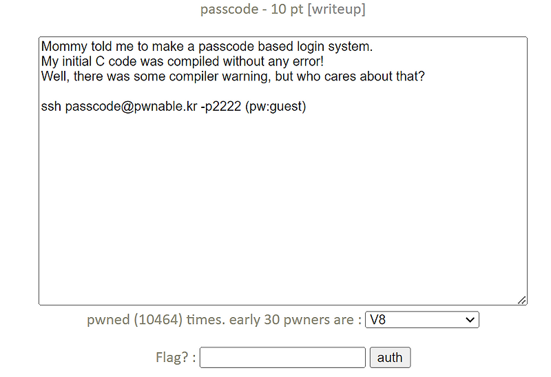 pwnable.kr passcode 풀이