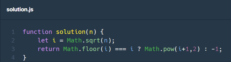 [프로그래머스] Lv.1 정수 제곱근 판별(JavaScript) :: hwannee.dev