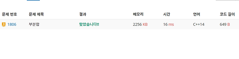 [C++] BOJ 1806 :: 부분합 - 꽃샘