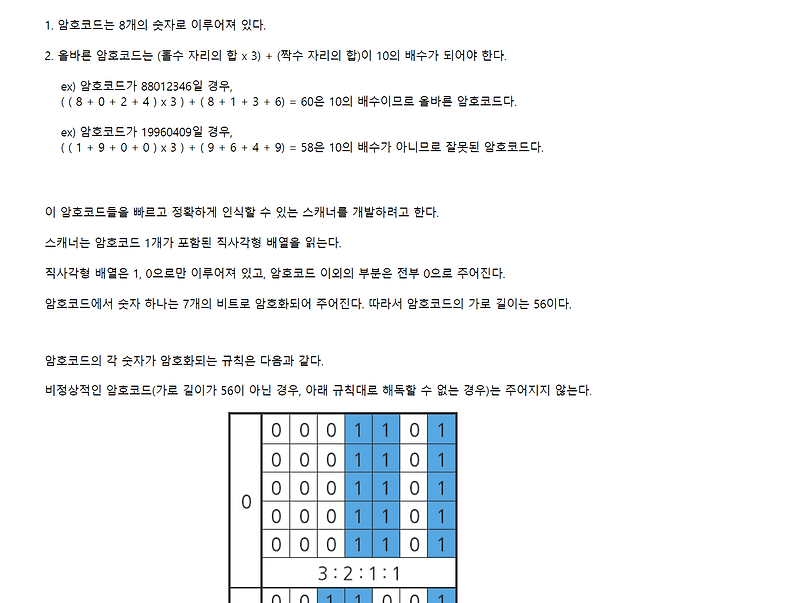 SWEA 1240. [S/W 문제해결 응용] 1일차 - 단순 2진 암호코드 Python 파이썬