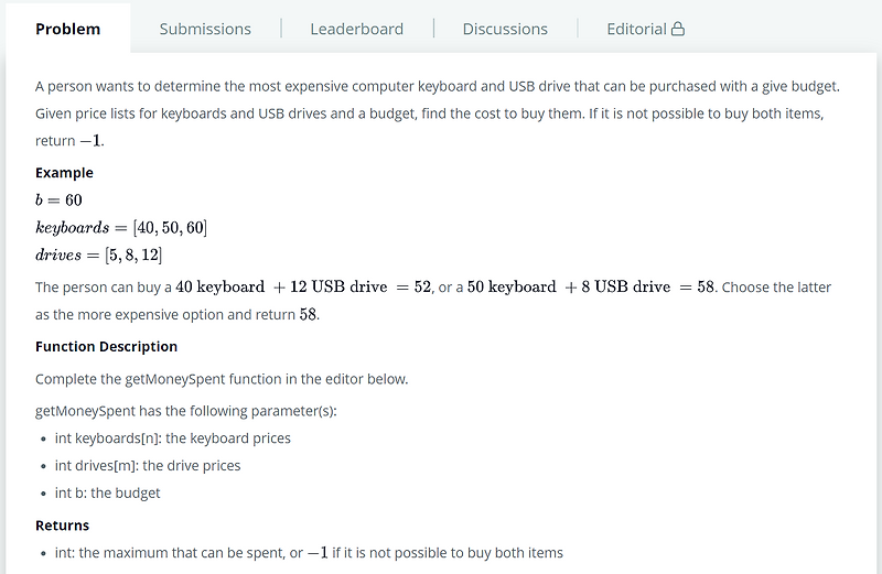 [Hackerrank] Electronics Shop