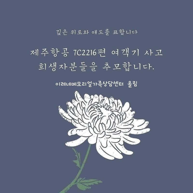 제주항공 7C2216편 여객기 사고 희생자분들께 깊은 위로와 애도를 표합니다.