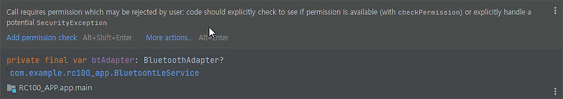 하니_2022_Restart :: [Android App] Build Warning: Call requires permissions ....