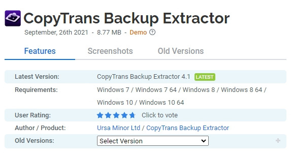 CopyTrans Backup Extractor 무료 다운로드