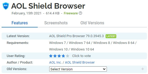 AOL Shield Browser 무료 다운로드