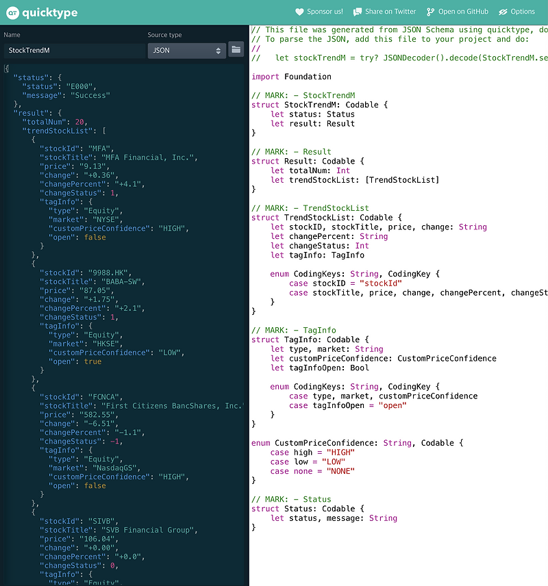 [SwiftUI] data를 model.swift 파일에 맞는 코드로 변환해주는 사이트 :: exit your routine