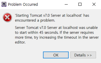 [Eclipse] Tomcat Server not starting with in 45 seconds