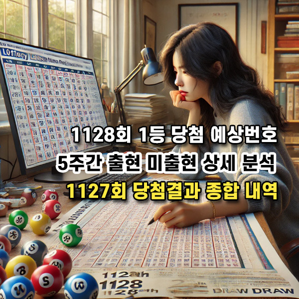 로또 1128회 1등 당첨 예상번호 5주간 출현 미출현 상세 분석표 분석 지난 1127회 당첨결과 종합 내역 및 이번주 로또 당첨번호 1128회 로또복권 적중 비법