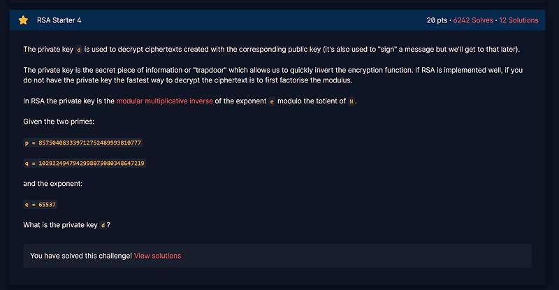 [Cryptohack] RSA starter 4 — chltjdbs