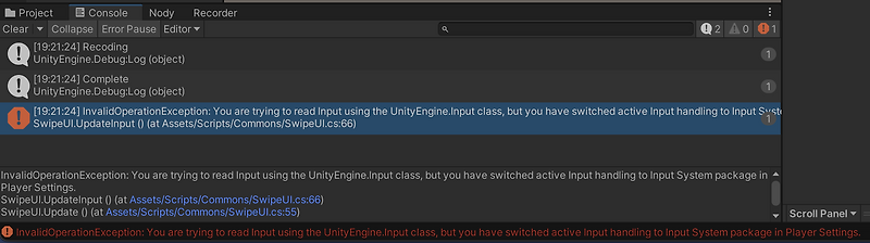 [Unity] InvalidOperationException: You are trying to read Input using the UnityEngine.Input ...