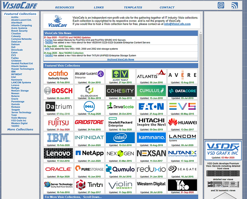 Visio 스텐실 모음 사이트, VisioCafe.com
