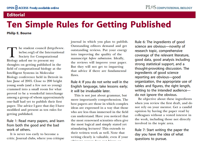 Ten Simple Rules for Getting Published :: MD & PhD