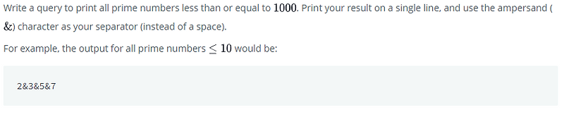 [MySQL/Hackerrank] Print Prime Numbers