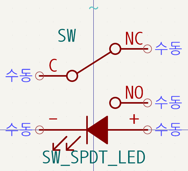 KiCad, 메탈 푸시락 SPDT LED 스위치 심볼 만들기