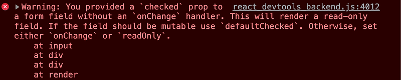 React)경고- react_devtools_backend.js:4012 Warning: You provided a `checked` prop to a form field ...