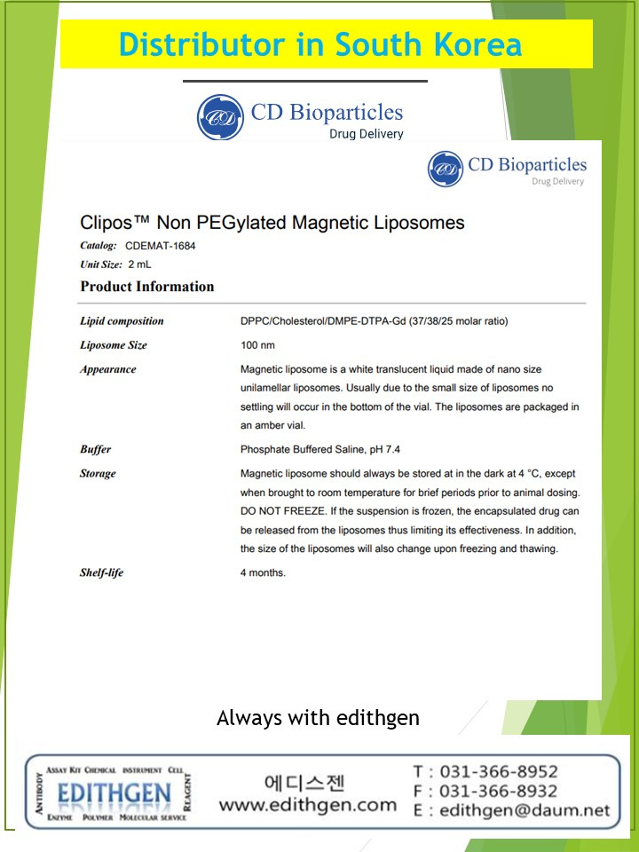 (CD Bioparticles 한국공식대리점_에디스젠_edithgen@daum.net) Clipos Non PEGylated Magnetic Liposomes 을 소개합니다 ...