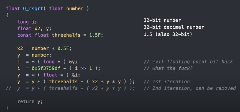 빠른 inverse Square Root (제곱근) 계산 :: 수알치 블로그