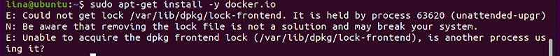 could not get lock /var/lib/dpkg/lock-frontend