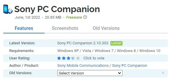 Sony PC Companion 무료 다운로드