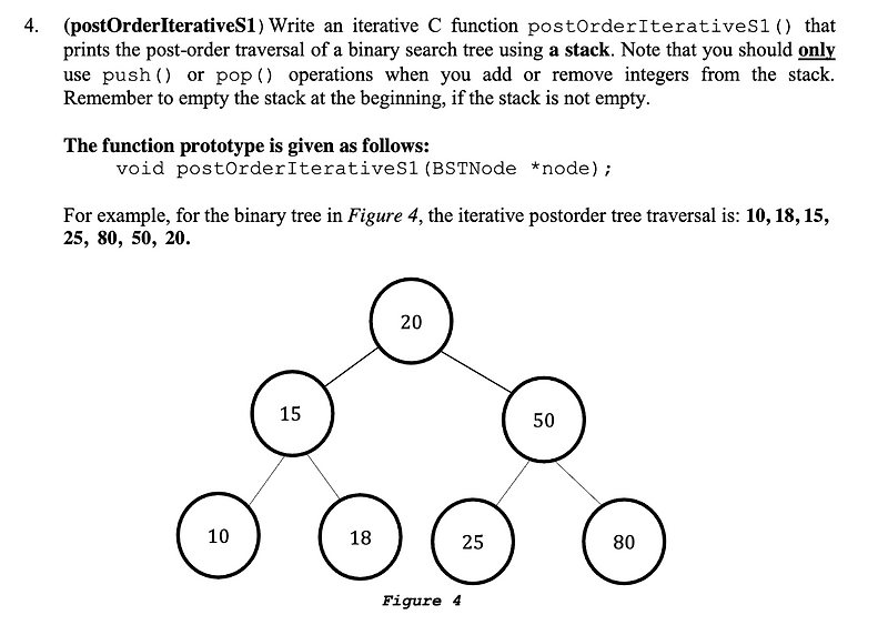 Data-Structures Binary Search Tree Q4 - Post Order Iterative 풀이