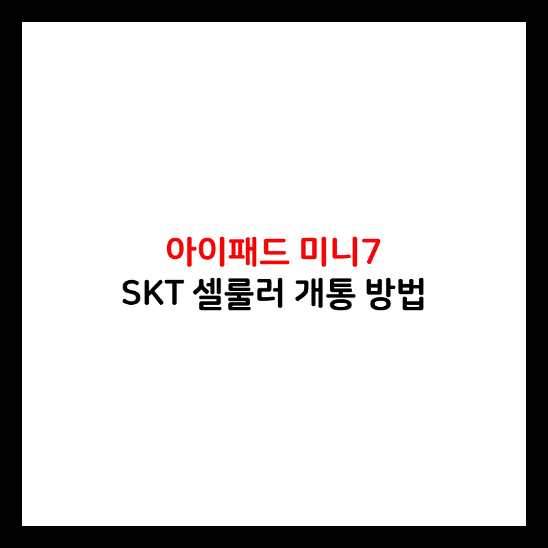 집에서 아이패드 미니7 SKT 셀룰러 개통 방법 및 후기
