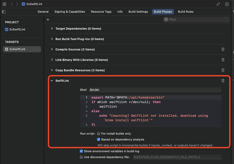 [iOS - Swift] SwiftLint 적용 방법 (warning build: Run script build phase 'SwiftLint' will be run ...