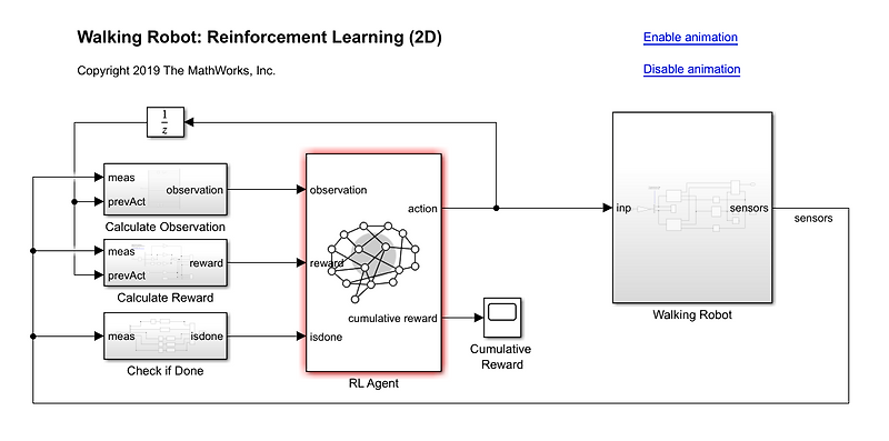 matlab 강화학습 - walking Robot Problem