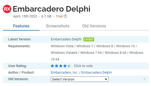 Embarcadero Delphi 무료 다운로드
