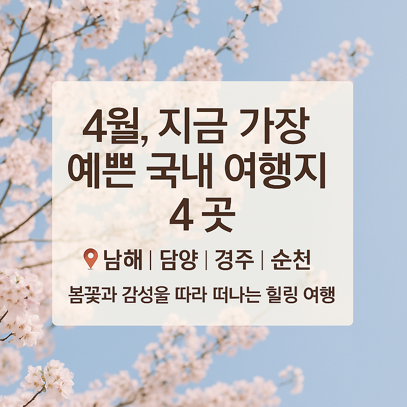 🌸 4월 국내여행지 추천! 봄에 꼭 가봐야 할 남해, 담양, 경주, 순천 여행 코스 :: Alice in insaland