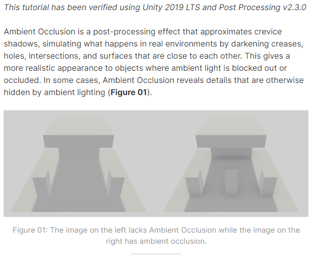 [Unity] 후처리 효과 : 앰비언트 오클루젼 - Post Processing Effects: Ambient Occlusion