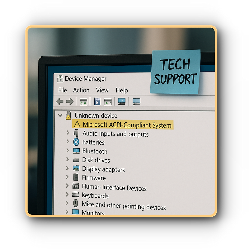 장치 관리자에서 ‘Microsoft ACPI-Compliant System’이 ‘알 수 없는 장치’로 뜰 때 해결하는 방법