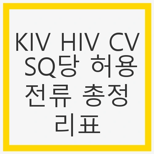 KIV HIV CV SQ당 허용전류 총정리표: 전선 선택의 기준