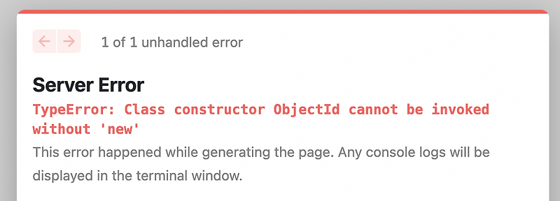 [MongoDB: 오류] TypeError: Class constructor ObjectId cannot be invoked without 'new'