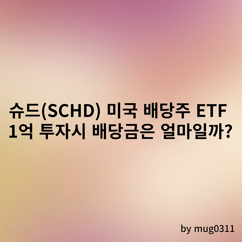 슈드(SCHD) 미국 배당주 ETF 1억 투자시 배당금은 얼마일까?